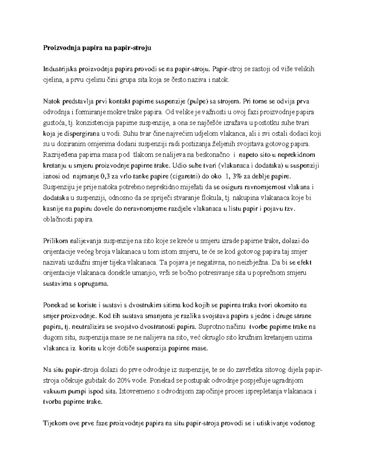 Proizvodnja papira na papir-stroju - Proizvodnja papira na papir-stroju ...