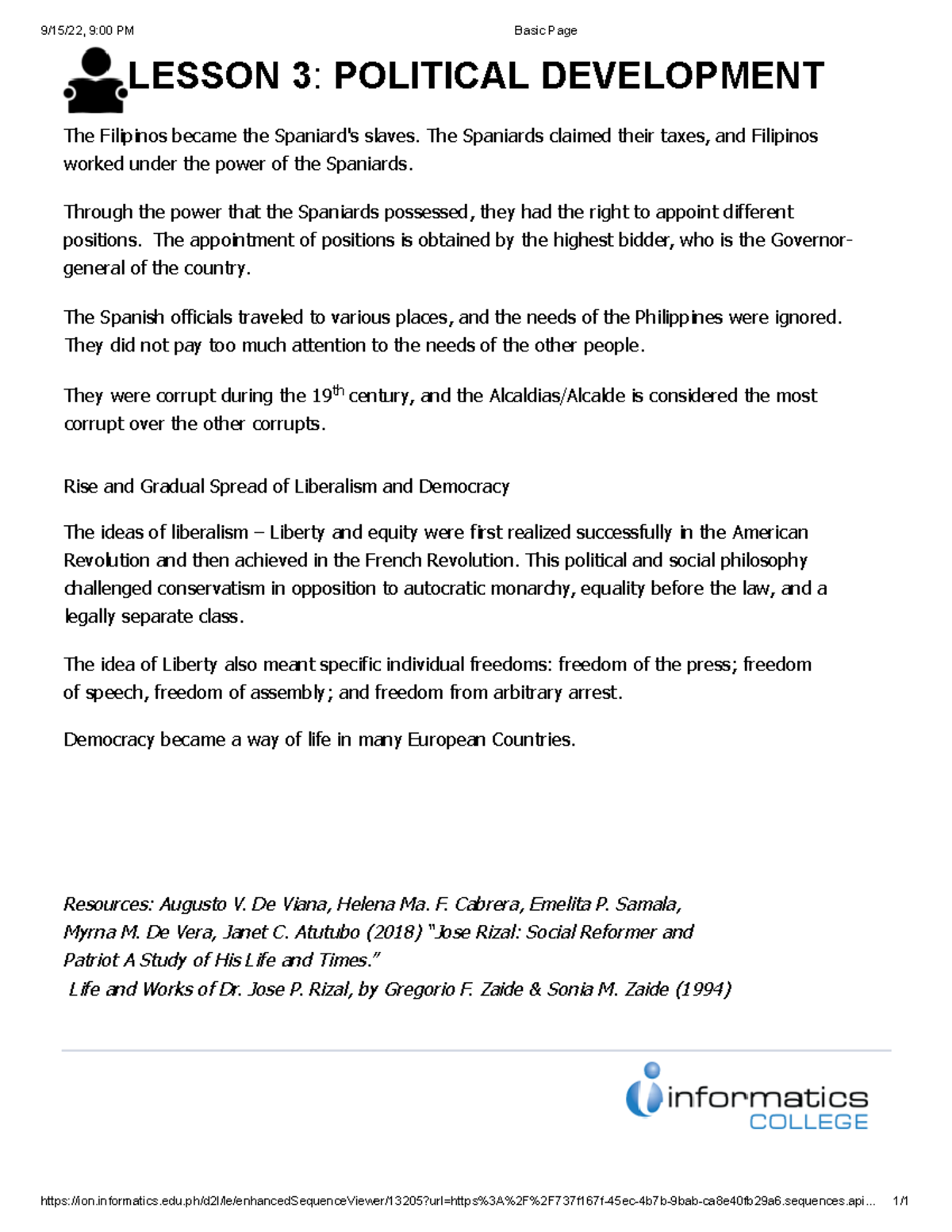 Lesson 3 Political Development - 9/15/22, 9:00 PM Basic Page - Studocu