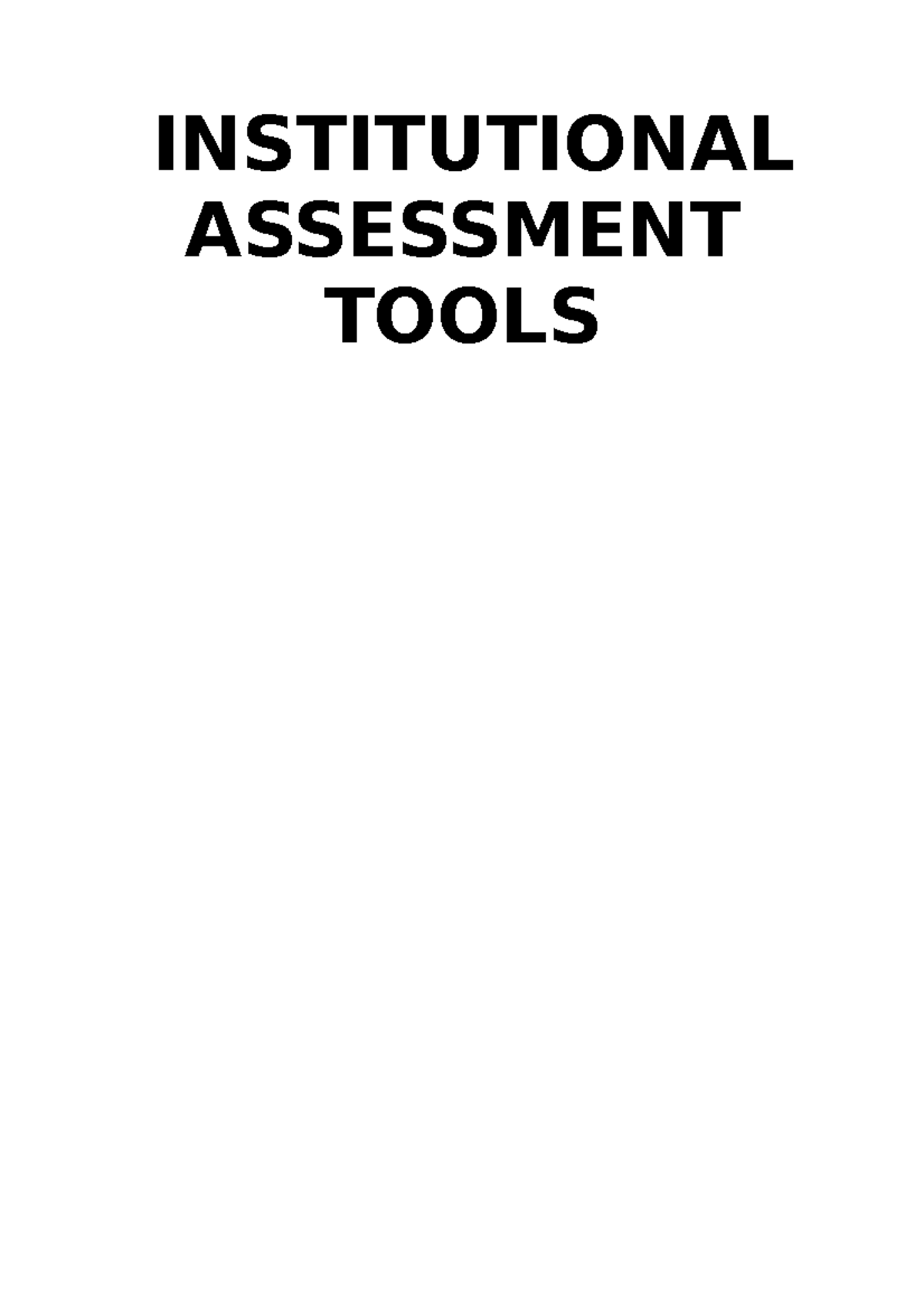 Institutional Assessment TOOL Bookkeeping - INSTITUTIONAL ASSESSMENT ...