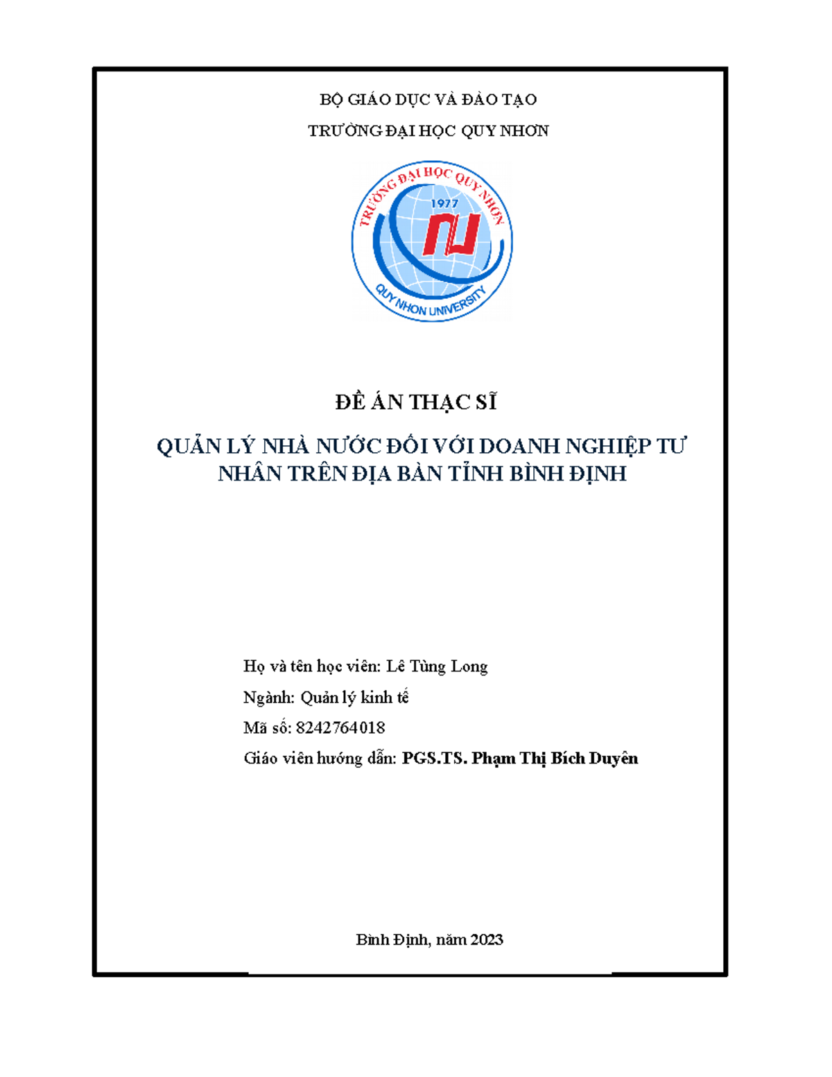 DA-QLNN Long K24B DQN-2023 - BỘ GIÁO DỤC VÀ ĐÀO TẠO TRƯỜNG ĐẠI HỌC QUY ...