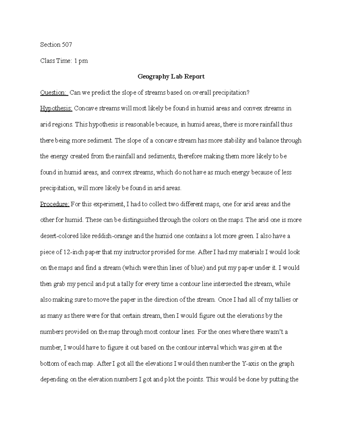 GEOG lab report 2 - Professor Lee - Section 507 Class Time: 1 pm ...