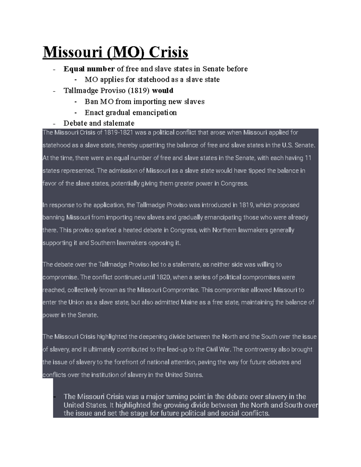 Missouri (MO) Crisis influence in the world key questions - Missouri ...