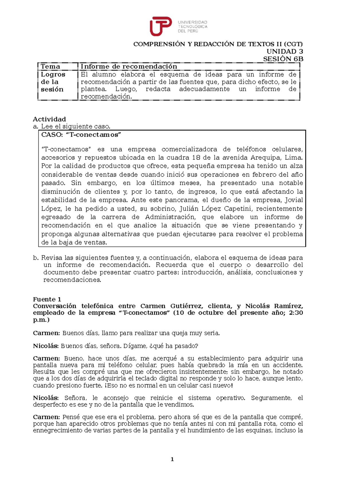 U3 S6 Informe de recomendación (T-conectamos).docx (2)-1 - COMPRENSIÓN Y REDACCIÓN DE TEXTOS II ...