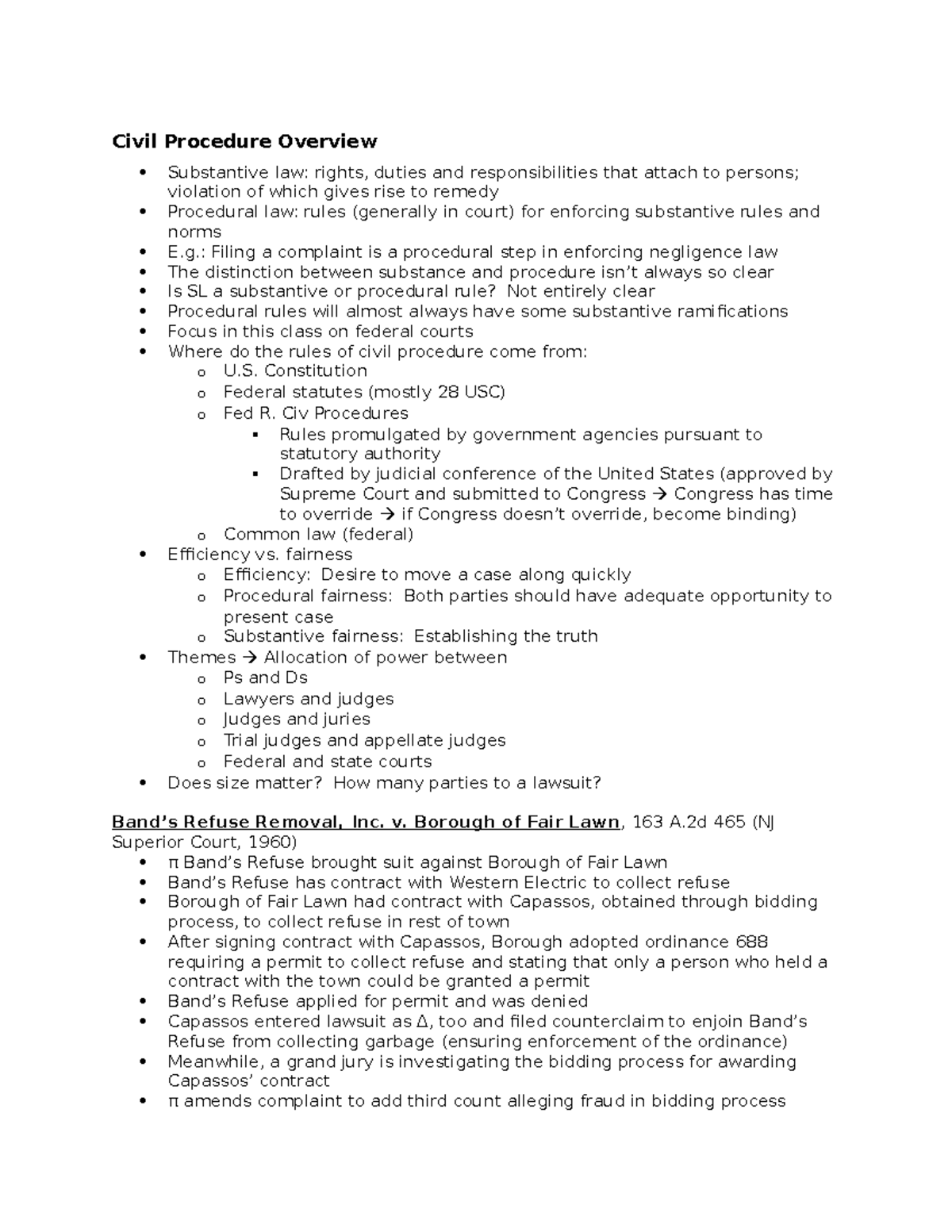 Civil Procedure - Prof. Burgess 2 - Civil Procedure Overview ...