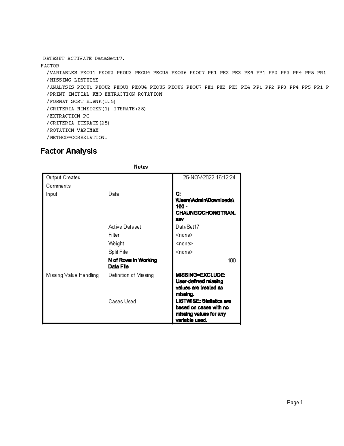 Output Regression Mẫu Chạy Spss Dataset Activate Dataset17 Factor Variables Peou1 Peou2 