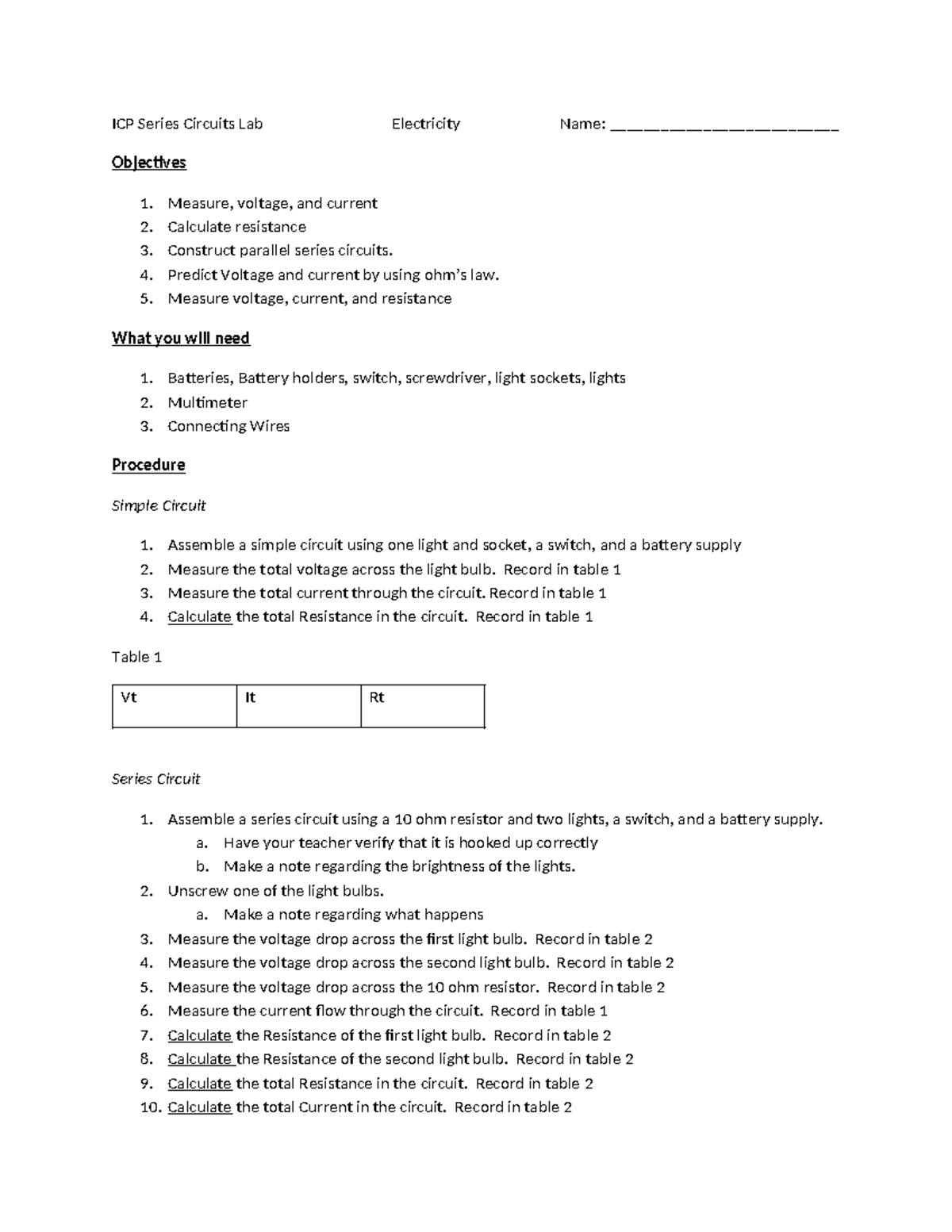ICP Electricity Lab (Series Circuits) - ICP Series Circuits Lab ...