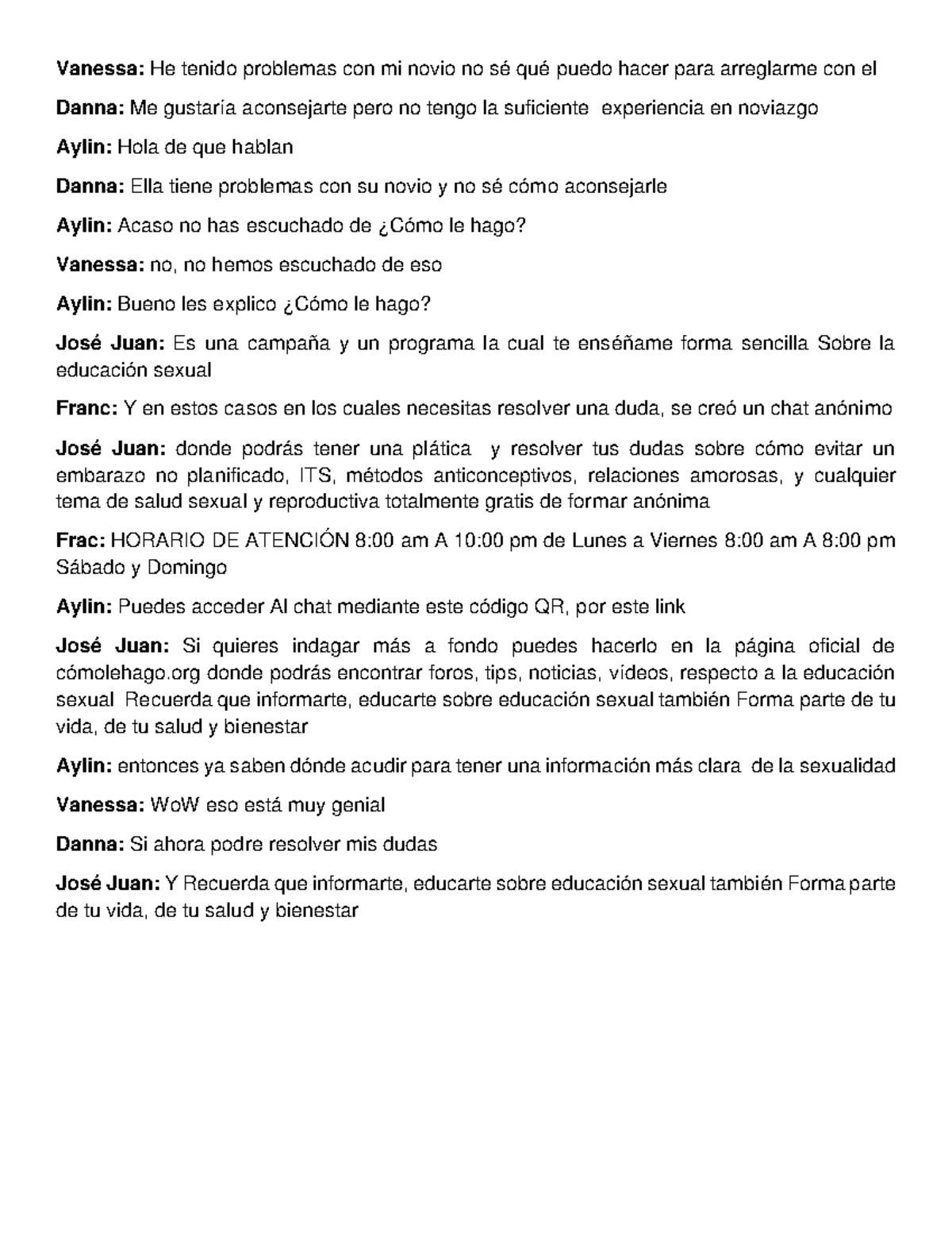 Guion - lol - Vanessa: He tenido problemas con mi novio no sé qué puedo ...