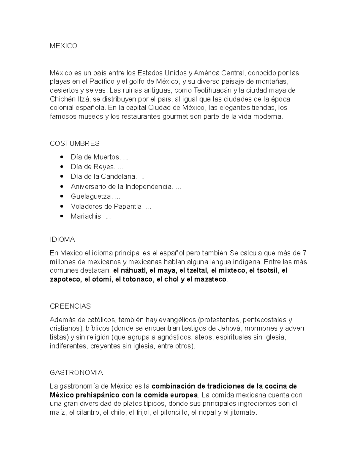 Mexico - iilili - MEXICO México es un país entre los Estados Unidos y ...