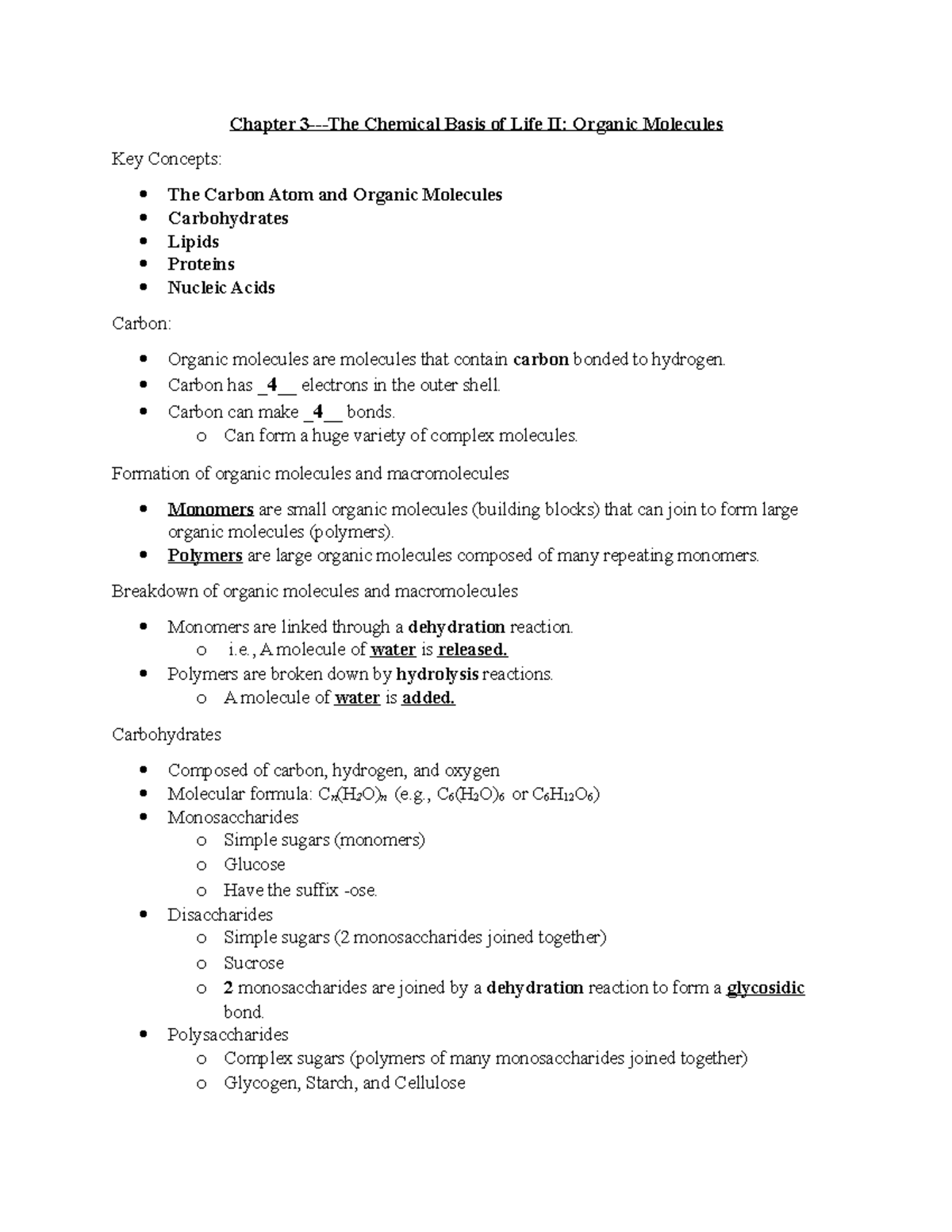 Chemica L Basis of Life 2 - Chapter 3-The Chemical Basis of Life II ...