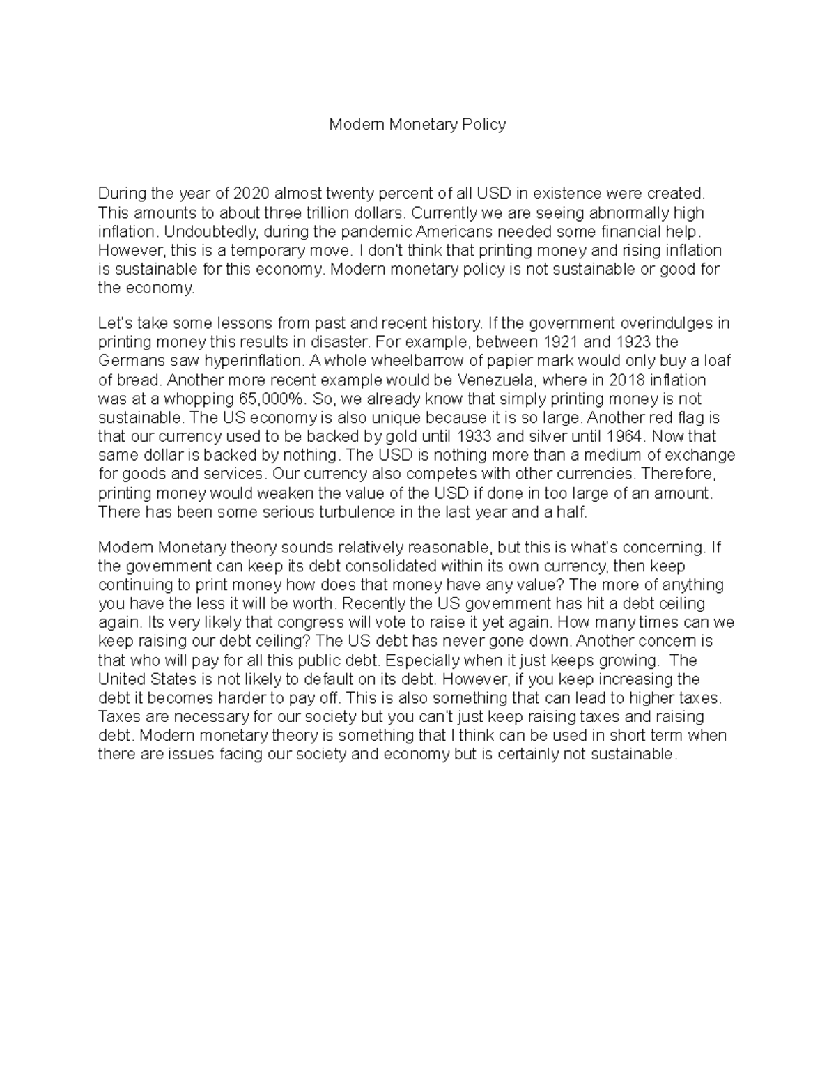 Fin 445 Modern Monetary Policy - Modern Monetary Policy During the year ...