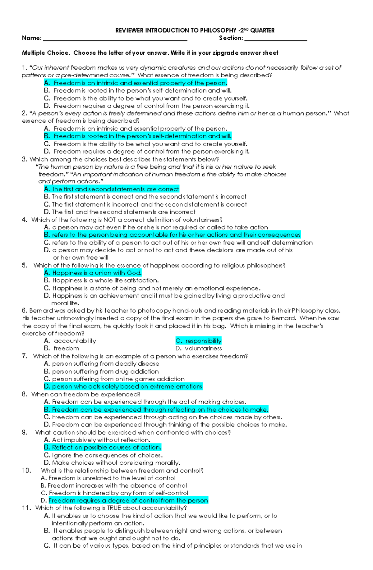 Reviewer Philo 2nd Quarter - REVIEWER INTRODUCTION TO PHILOSOPHY - 2 ND ...