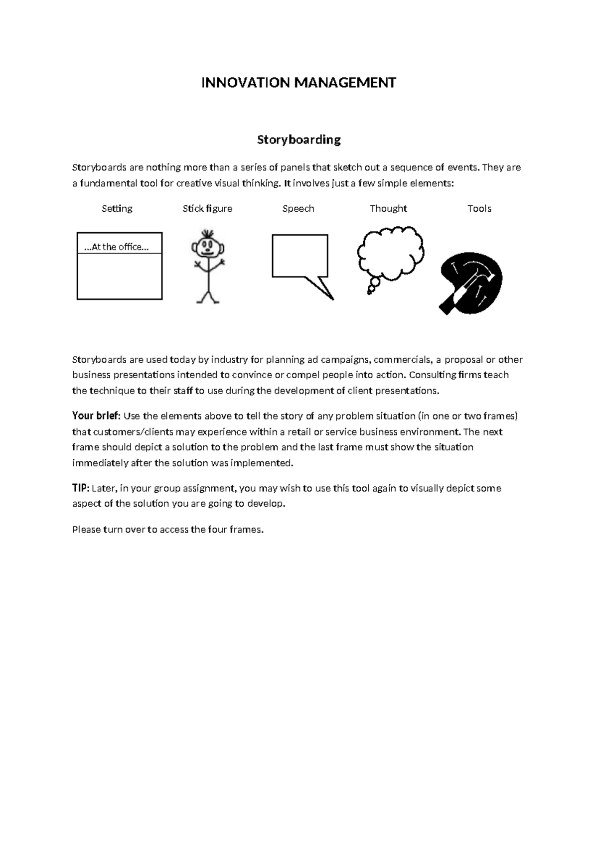 BUSM4550 Wk2During The Workshop Storyboard - INNOVATION MANAGEMENT ...