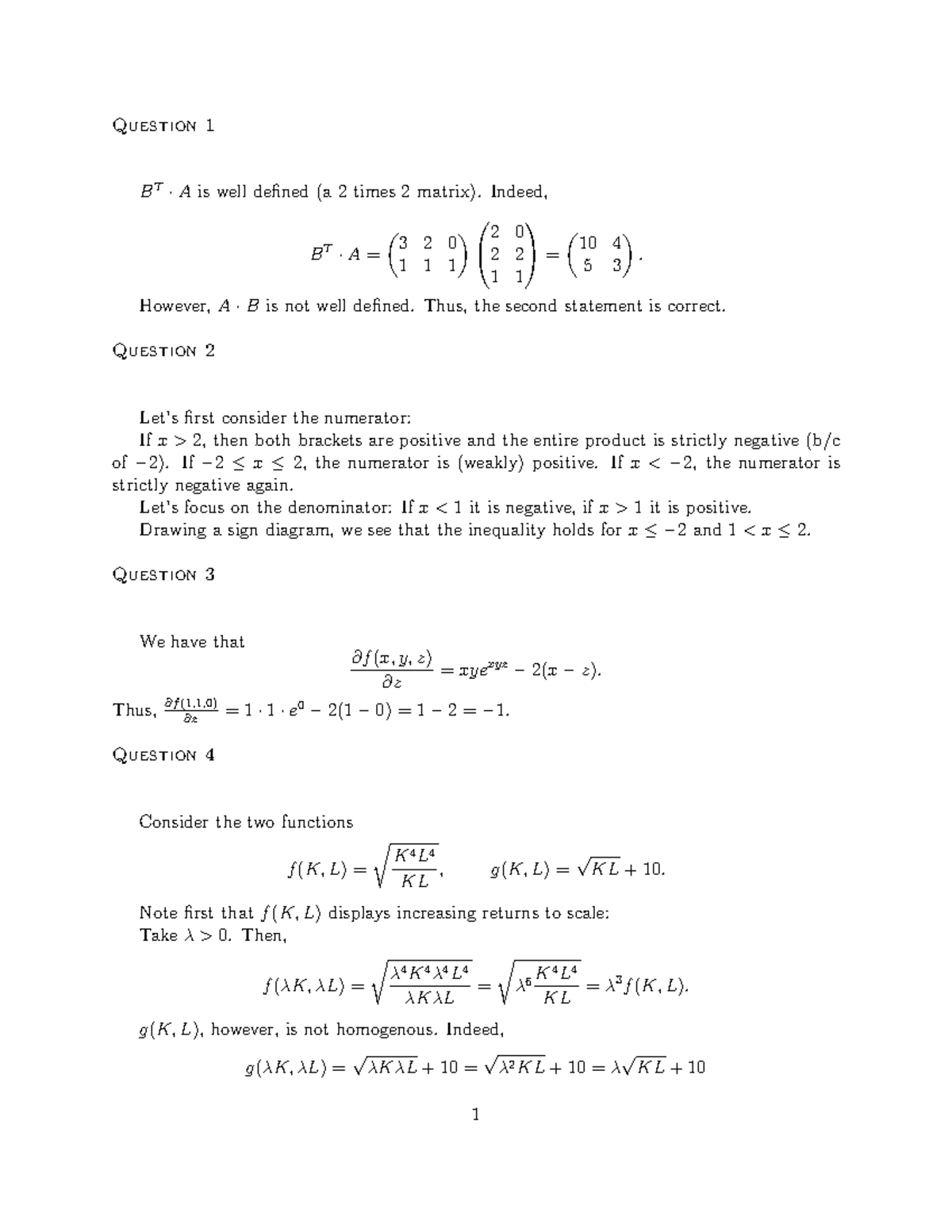 Solution SE2 - Practice - Question 1 BT · A is well defined (a 2 times ...