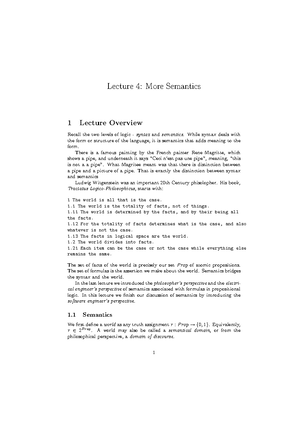 Lec1 - Lecture 0 (Introduction to Logic in CS) - Lecture 1: The Formulas of Propositional Logic ...