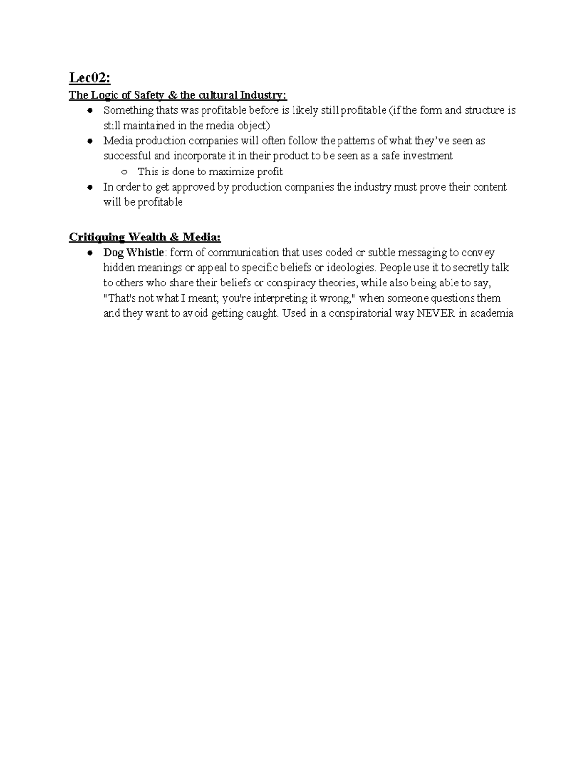 MS Week 2 - Notes - Lec02: The Logic of Safety & the cultural Industry ...