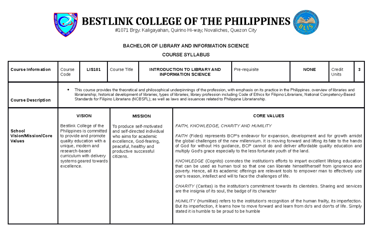 LIS 101 Introduction to library and Information Science - BESTLINK ...