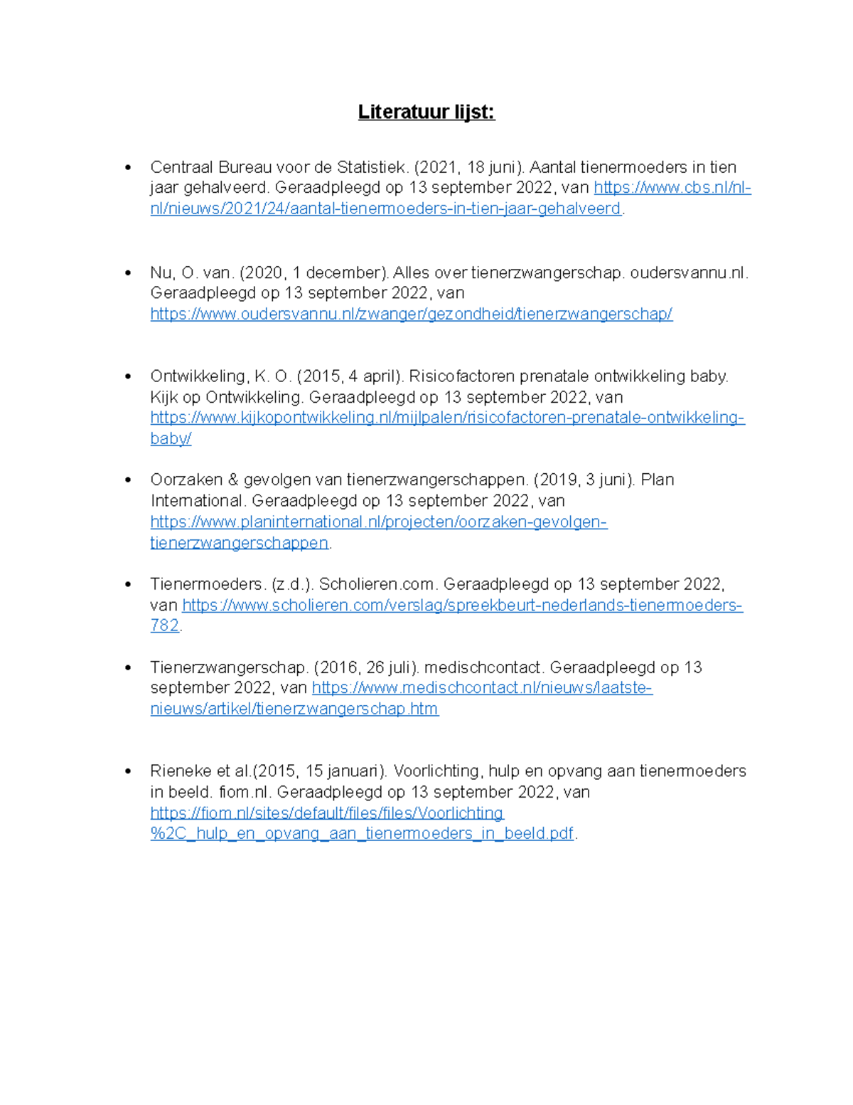 Literatuur lijst - Literatuur lijst: Centraal Bureau voor de Statistiek ...