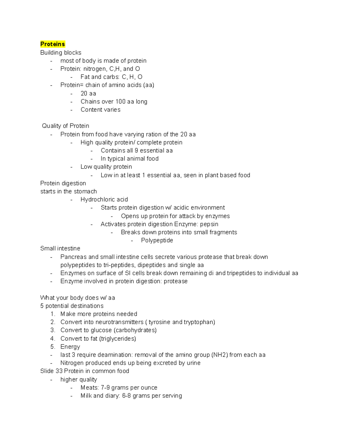Nutriton: Proteins - Proteins Building blocks - most of body is made of ...
