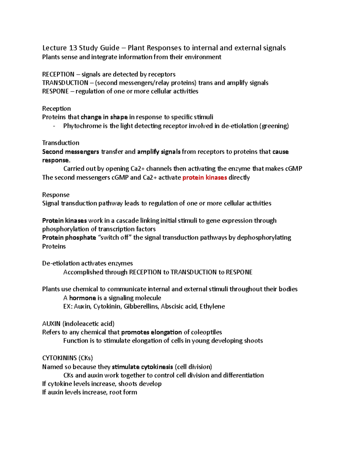 Lecture 13 Study Guide - Lecture 13 Study Guide – Plant Responses to ...