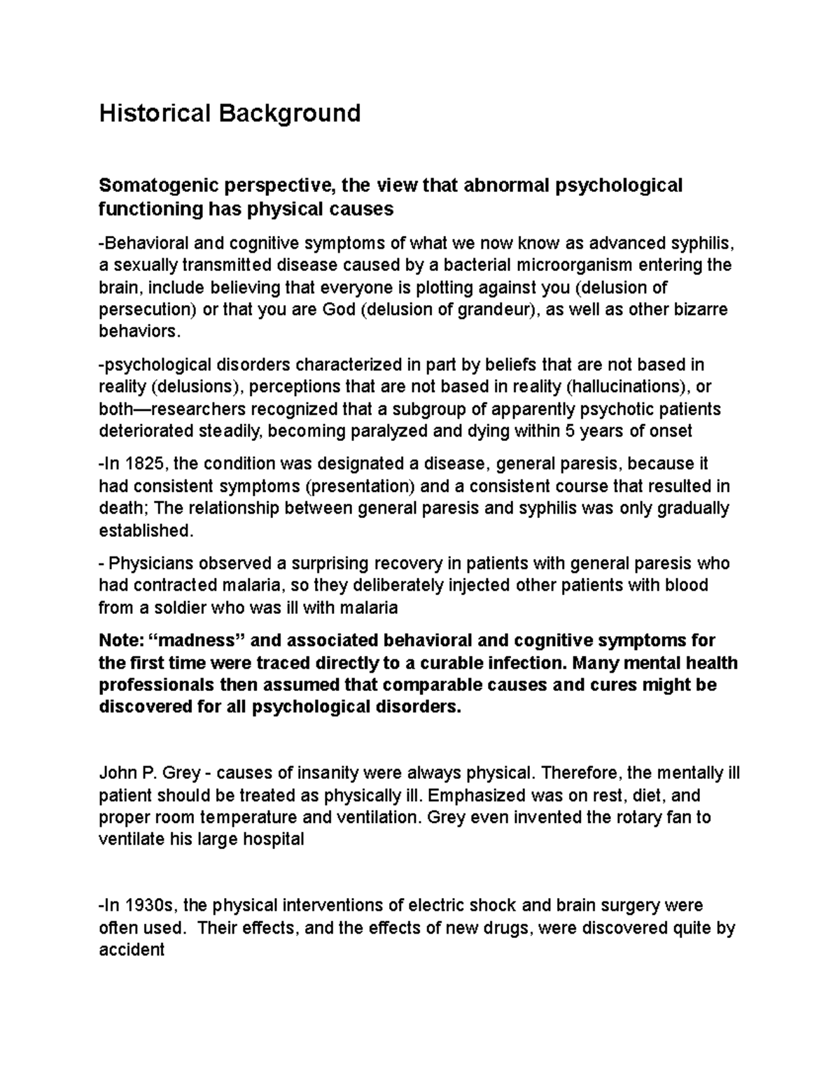 Historical Background continuation - Historical Background Somatogenic ...