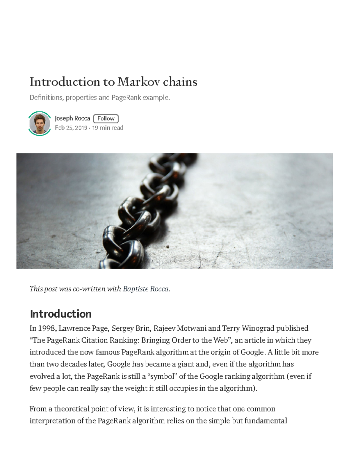 Introduction to Markov chains - Towards Data Science - Introduction to ...