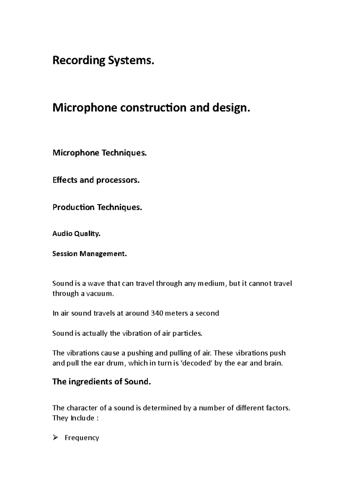Studio Techniques - Recording Systems - Recording Systems. Microphone ...