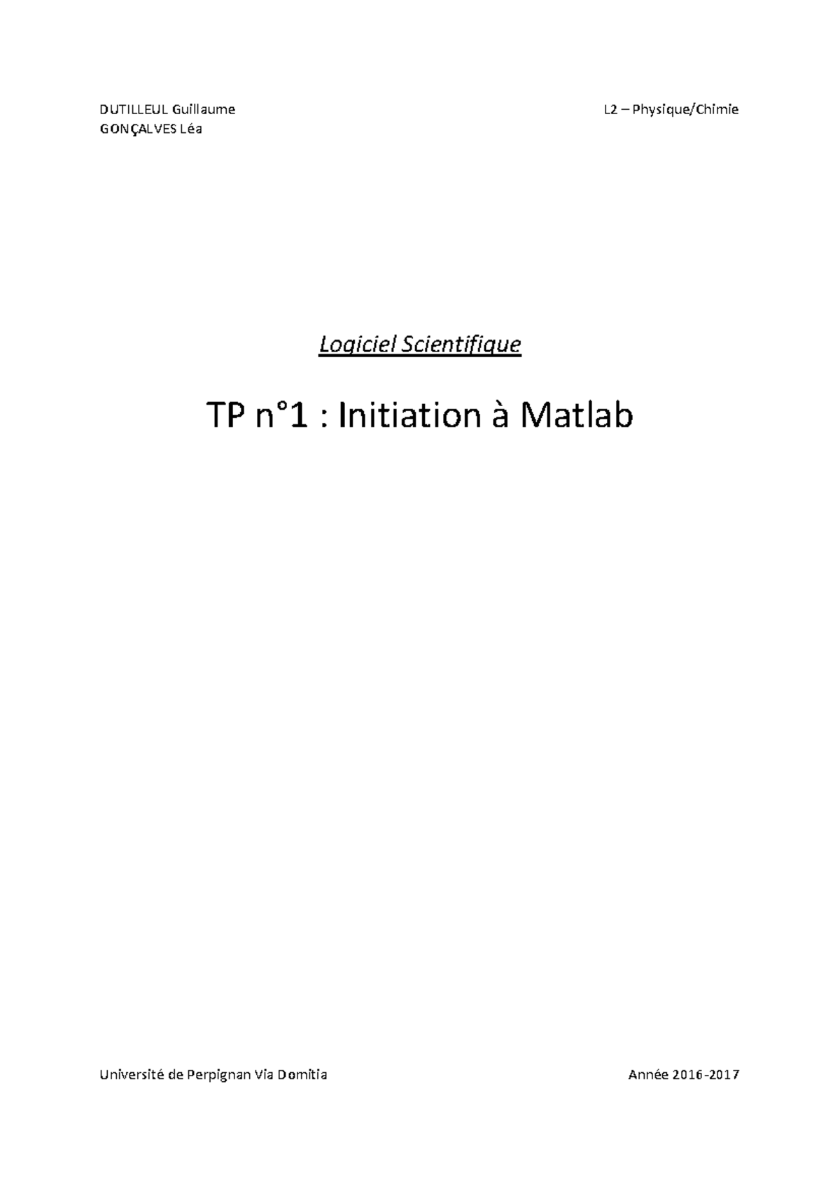 Compte Rendu Initiation à Matlab Warning Tt Undefined Function 22 Warning Tt Undefined
