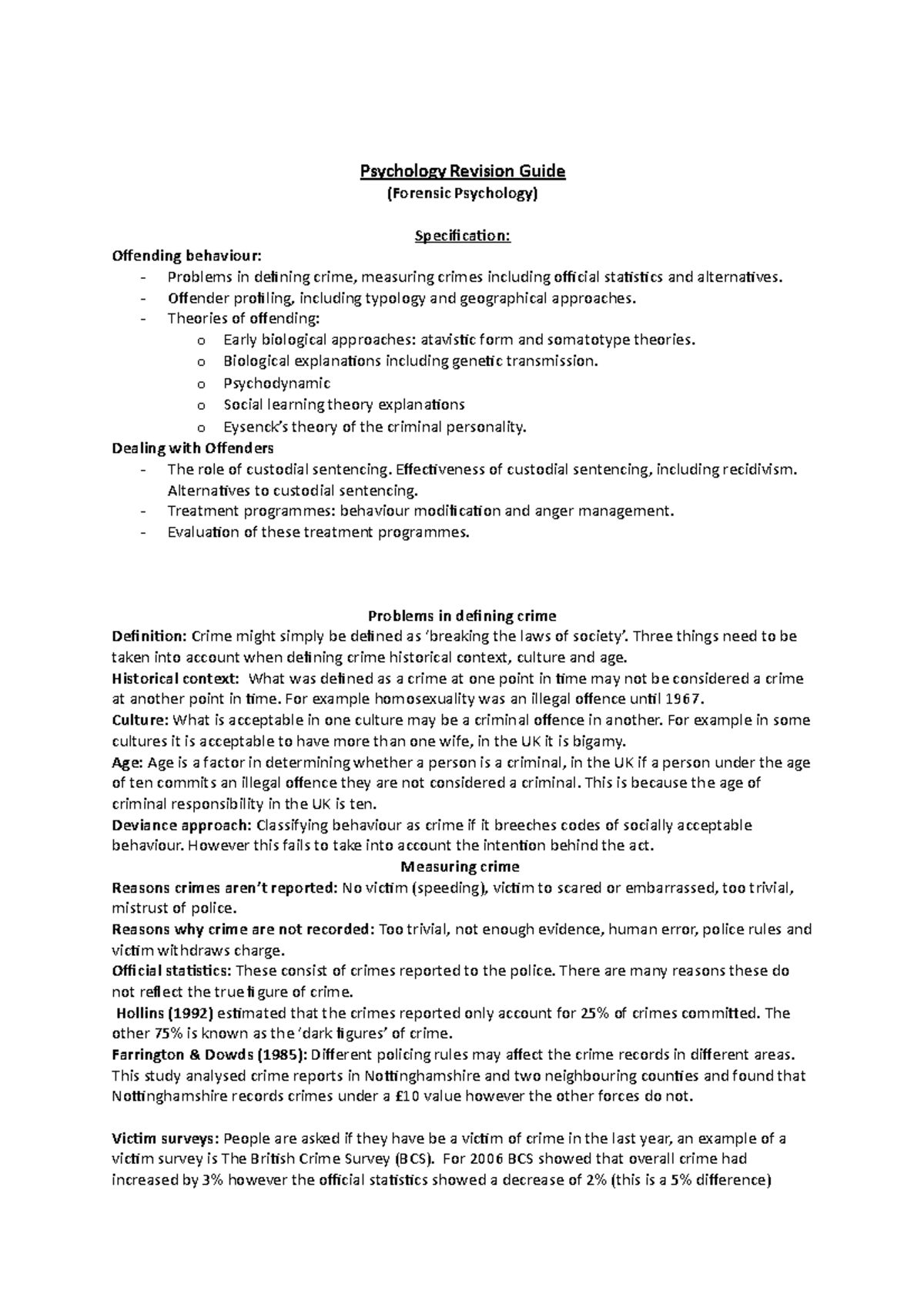 Forensic Psychology Lectures for Revision - Psychology Revision Guide ...
