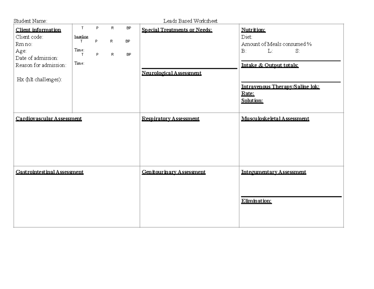 Worksheet with am checklist student -1 - Student Name ...