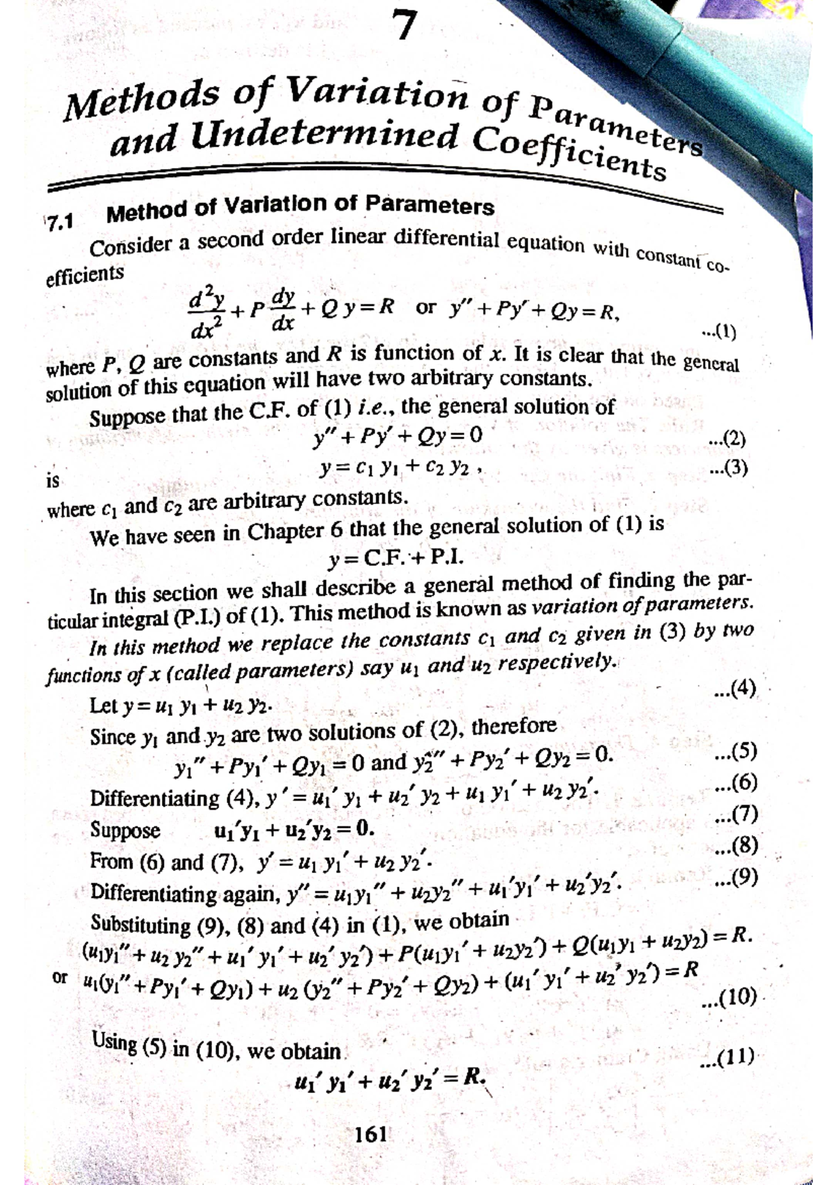 3. Ch. 7 Variation parameters - Differential Equations - Studocu