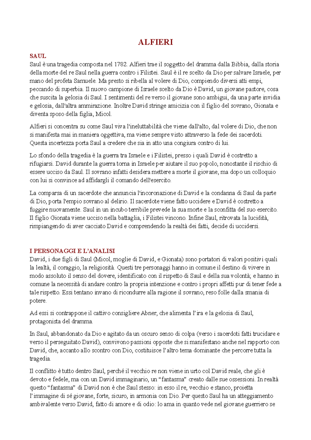 Alfieri SAUL - ALFIERI SAUL Saul una tragedia composta nel 1782 ...