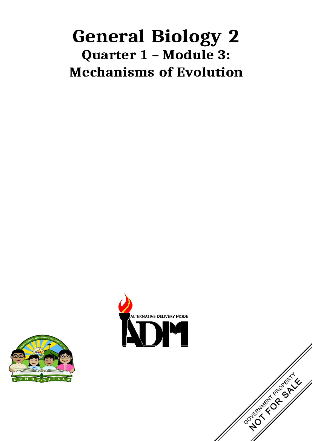 GEN BIO Module 3 - General Biology 2 Quarter 1 – Module 3: Mechanisms of Evolution ...