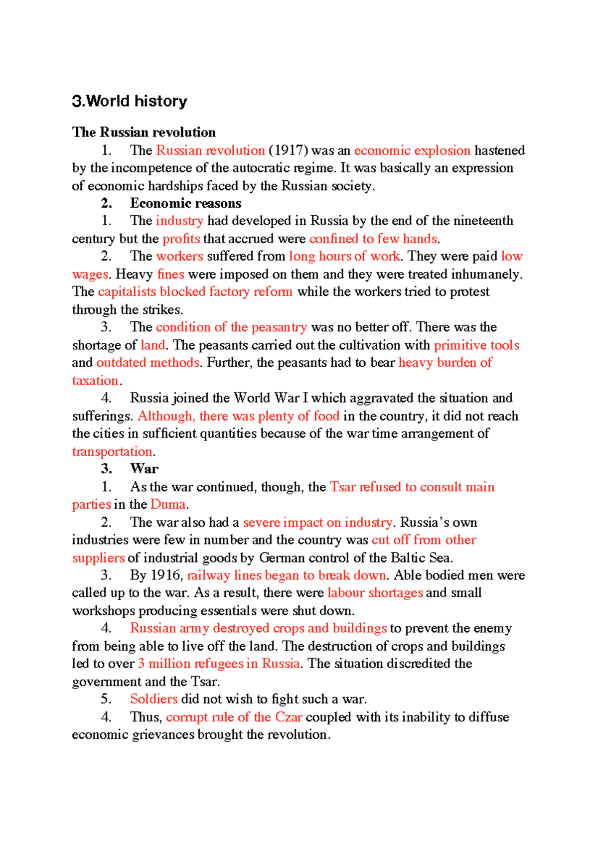 World-history toppers notes - 3 history The Russian revolution 1. The ...