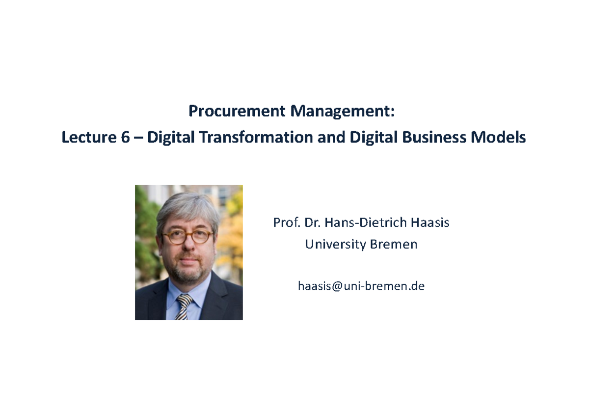 PM VN NEU 6 - slides môn học - Procurement Management: Lecture 6 – Digital Transformation and ...