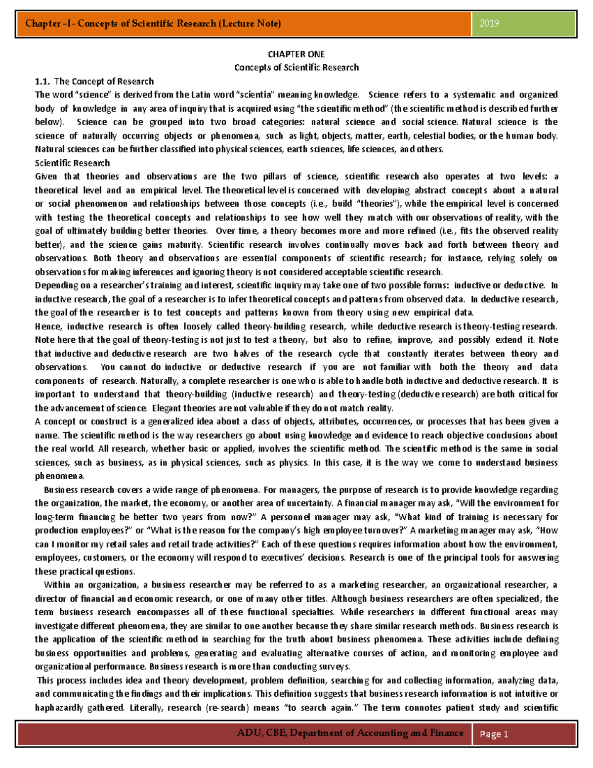 Chapter-1-Concepts of Scientific Research - CHAPTER ONE Concepts of ...