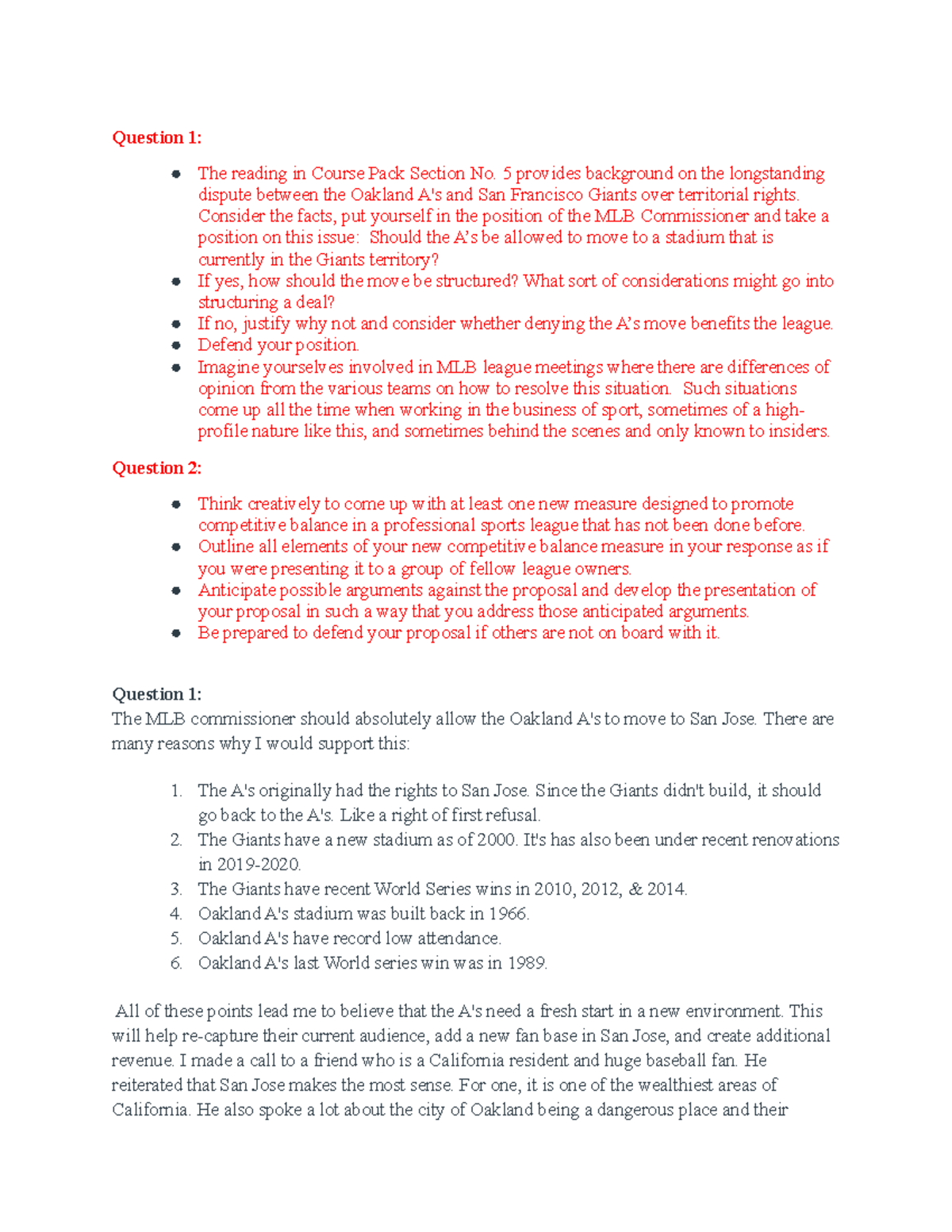 SBP D2 - Professor Jeremy Parrish - Question 1: The reading in Course ...