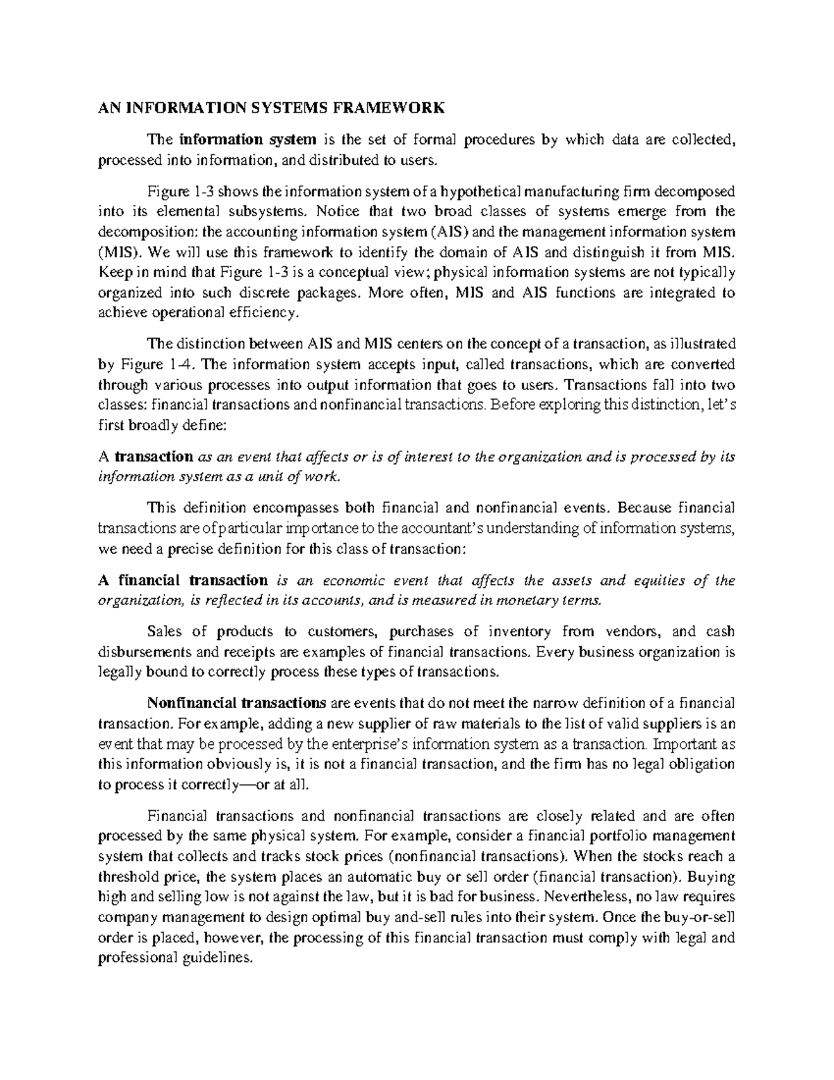 AN Information Systems Framework - AN INFORMATION SYSTEMS FRAMEWORK The information system is ...