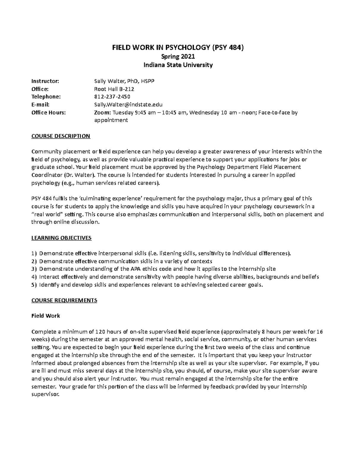 PSY 484 Spring 2021 - Lecture notes 12-15 - FIELD WORK IN PSYCHOLOGY ...