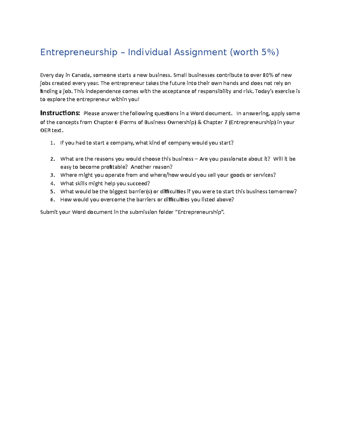 Assignment - Entrepreneurship Assignment edited Document ...