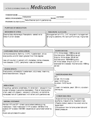 Hydromorphone Drug Card Template for nursing students - STUDENT NAME ...