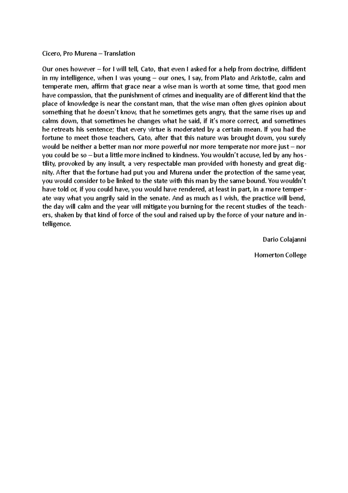 Pro Murena translation - Cicero, Pro Murena – Translation Our ones ...
