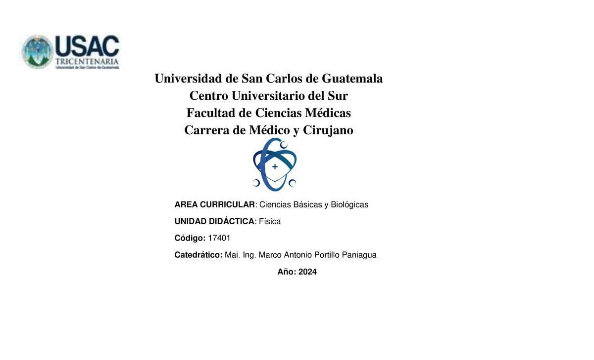 Programa Fisica 2024 Cunsur - Universidad de San Carlos de Guatemala ...