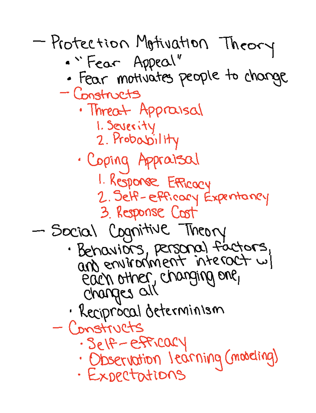 Studoc 6-1 - health behavior notes - Protection Motivation Theory Fear ...