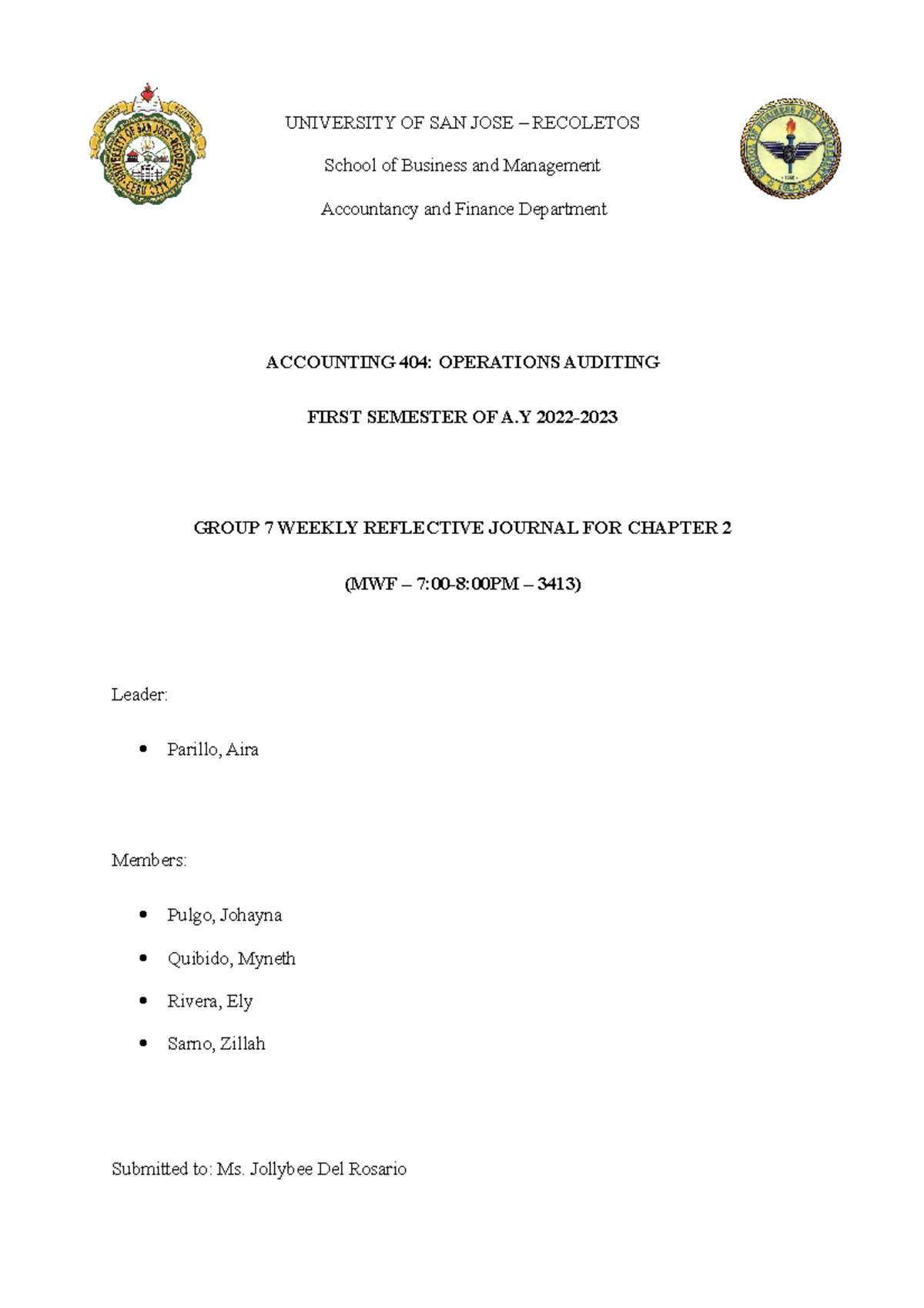 Acctg 404 Code 3413 Group-7-Journal Chapter 2 - UNIVERSITY OF SAN JOSE ...