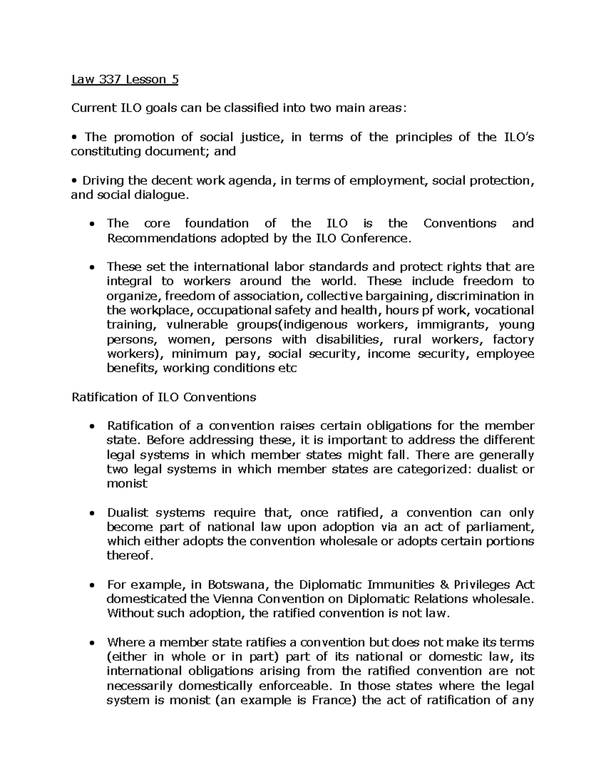 Law 337 Lesson 5 - introduction to labour law - Law 337 Lesson 5 ...