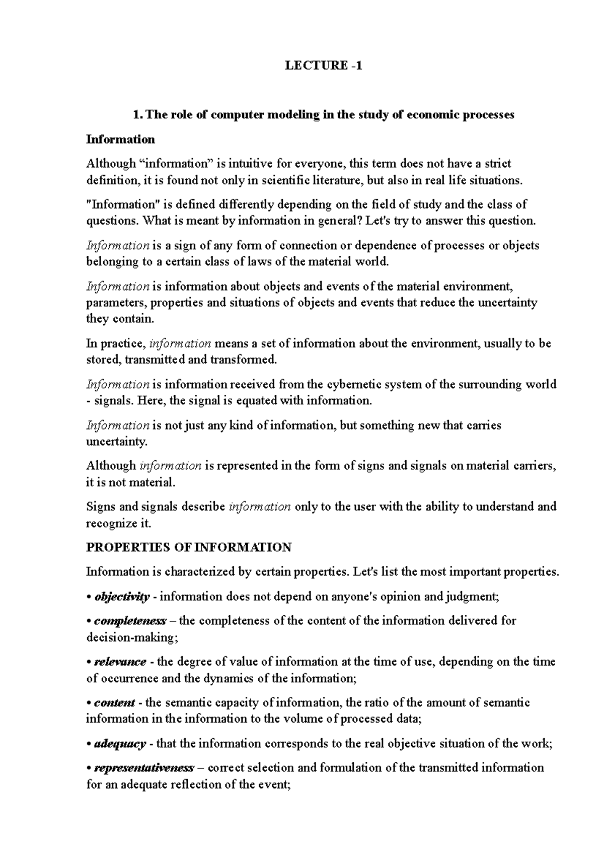 Lecture 1 - Computer modeling is reflected in almost all fields of ...