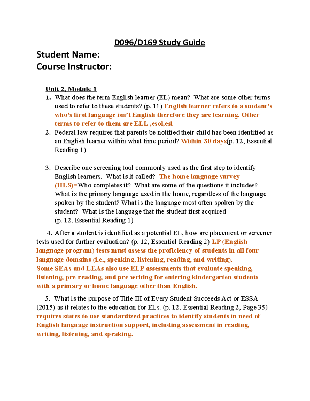 D096 D169 Study Guide Student Version D096 D169 Study Guide Student
