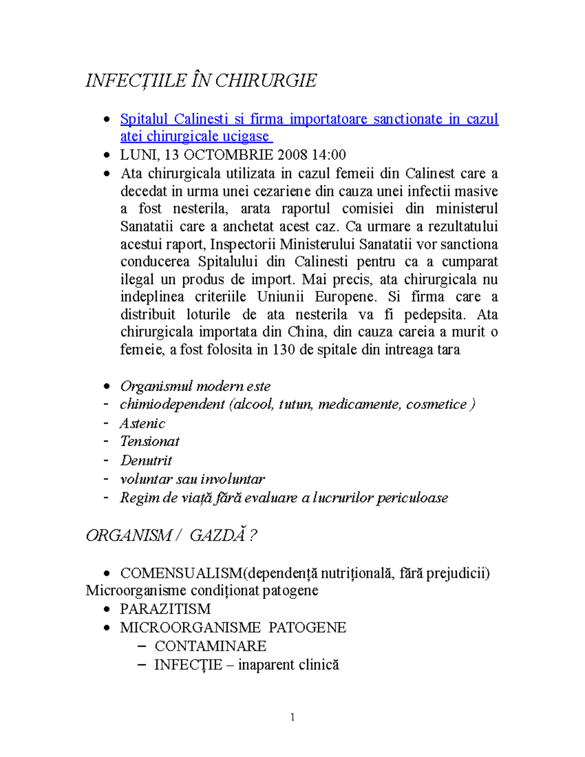 Infectiile in chirurgie - INFECŢIILE ÎN CHIRURGIE • Spitalul Calinesti ...
