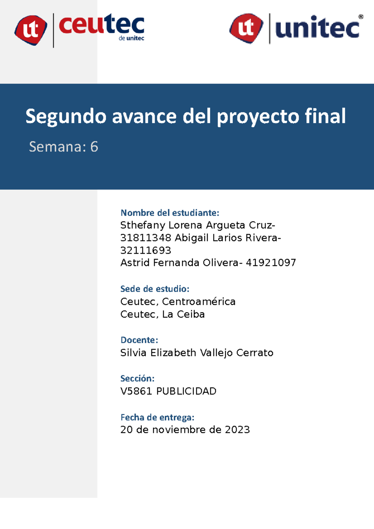 Segundo avance del proyecto final - Segundo avance del proyecto final ...