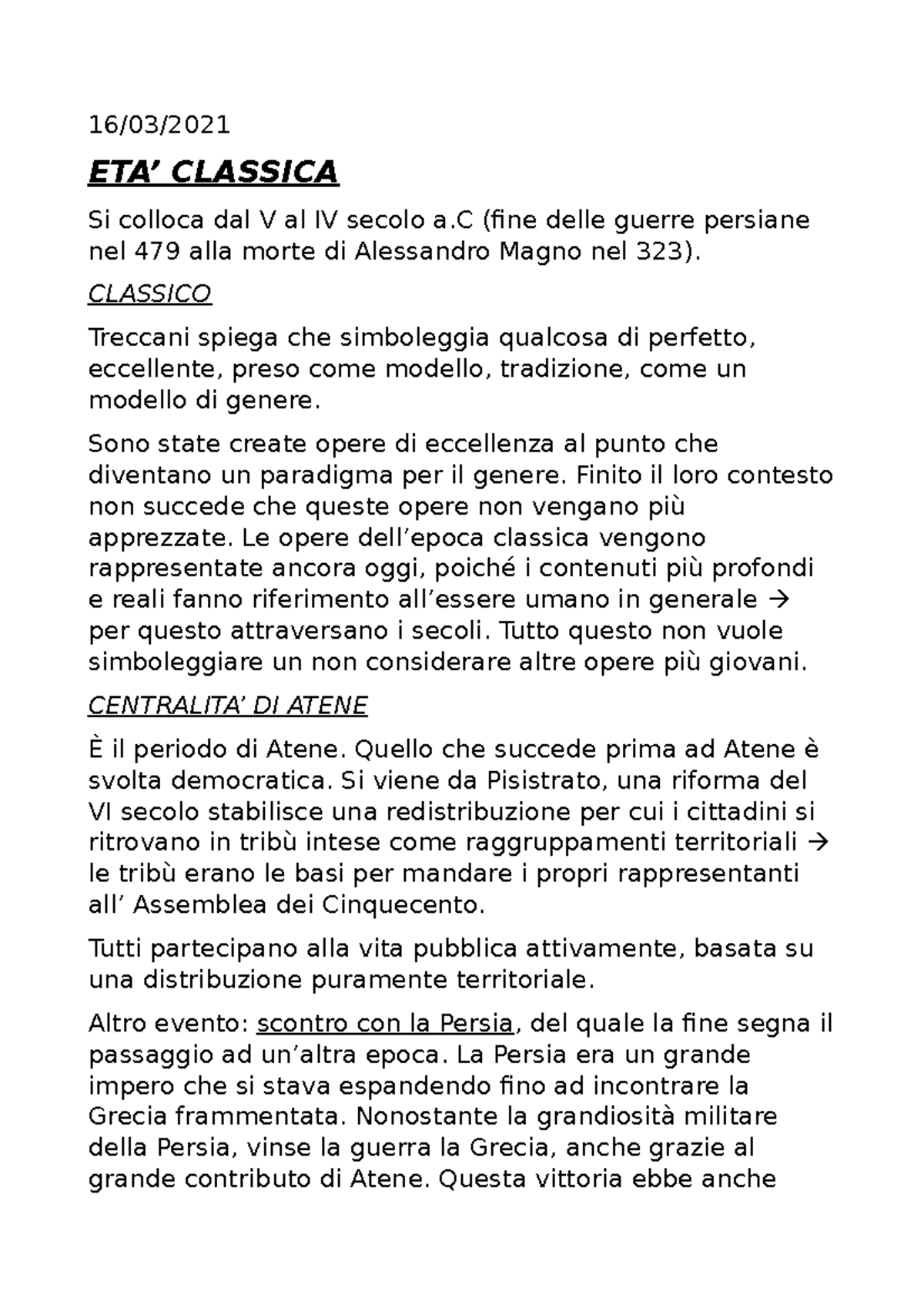 Età classica e il teatro - 16/03/ ETA’ CLASSICA Si colloca dal V al IV ...